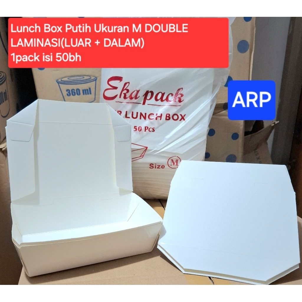 White Lunch Box M DOUBLE LAMINATED (OUT + INSIDE)/White Lunch Box Size ...