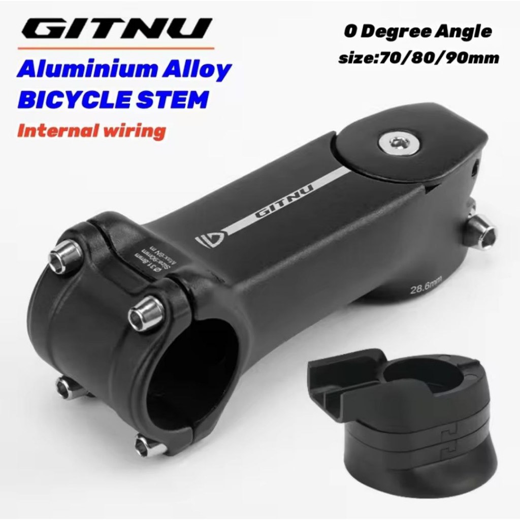 GITNU Bicycle Stem 0 degrees Semi Clean Look Internal wiring Cable ...