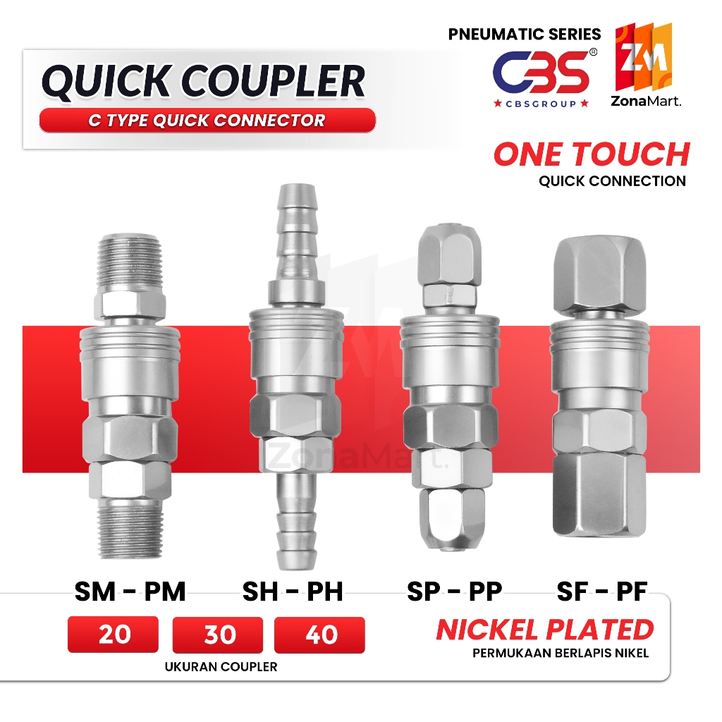 Quick Coupler one touch PP20-PM20-SP20-PF20-SH20-SM20 Coupling Air Hose ...