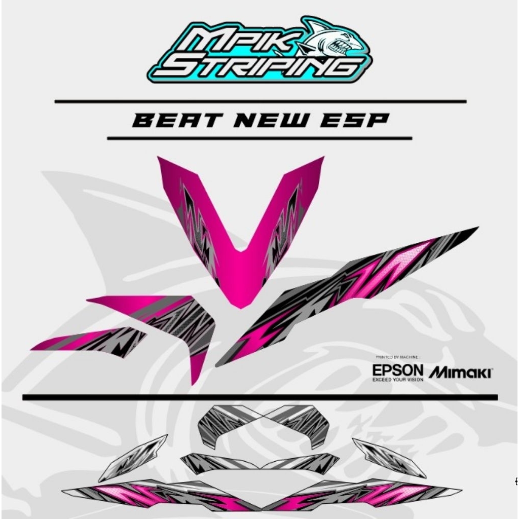 GLOSSY BEAT NEW ESP LAMINATED TRANSPARENT STICKER STRIPING CUSTOM ...