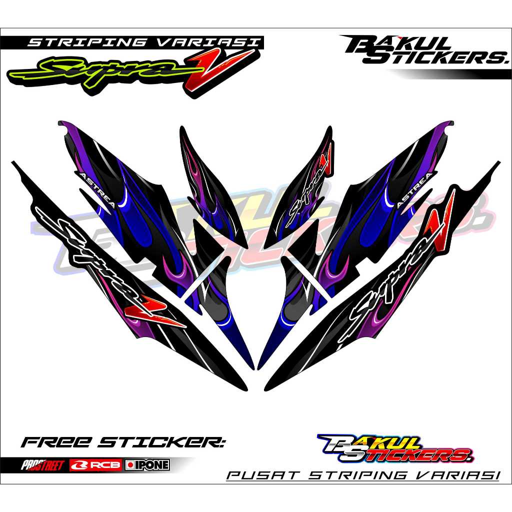 STRIPING VARIATIONS SUPRA V FIRE STYLE / STICKER LIST MOTORCYCLE HONDA ...
