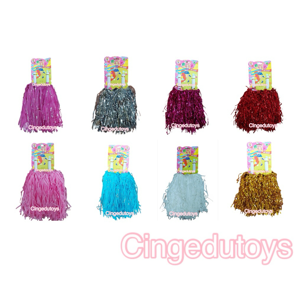 MERAH Pompom Cheerleader Tassel / Red and White Dance Pom Pom Tassel 1 ...