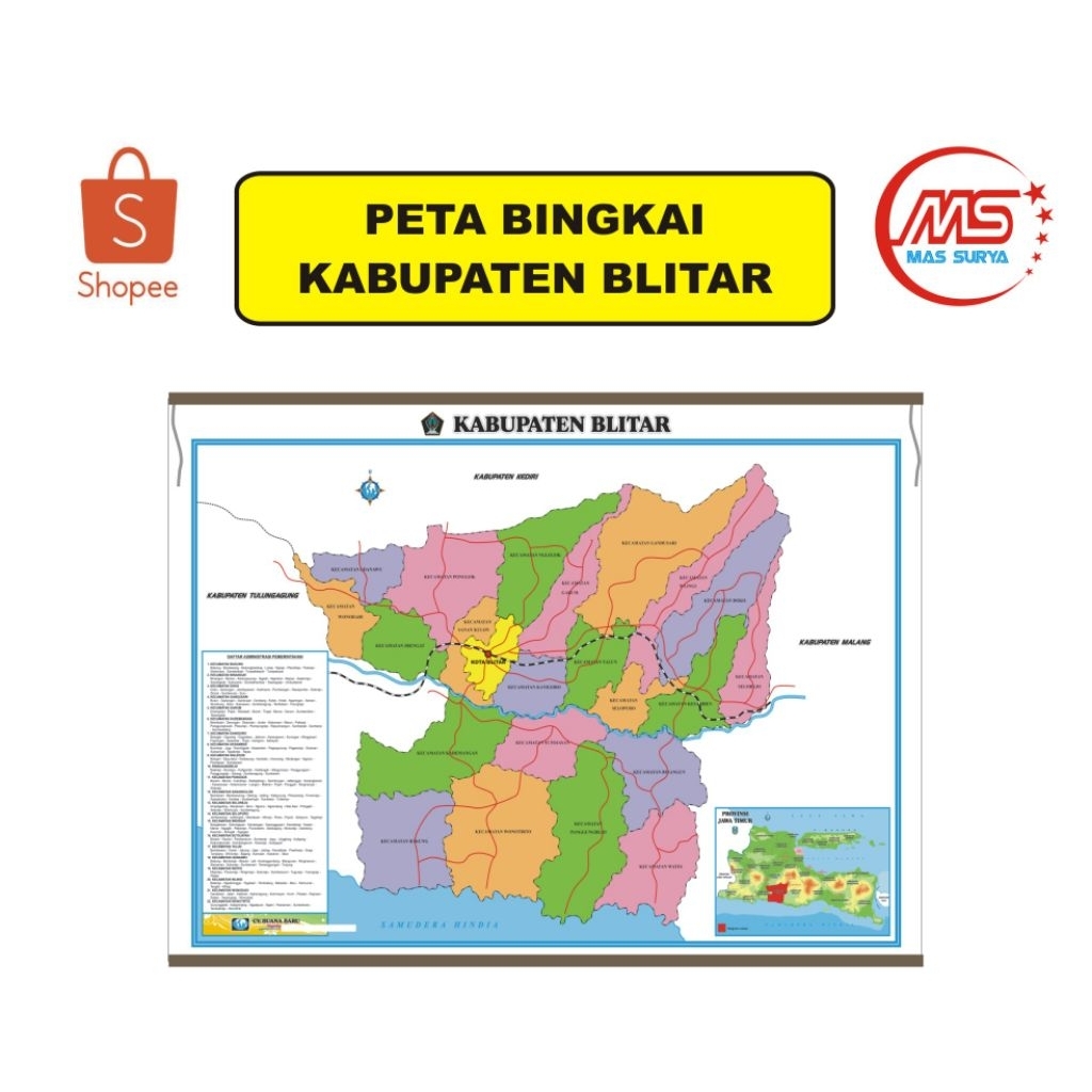 Small Size Blitar Regency Frame Map | Shopee Philippines