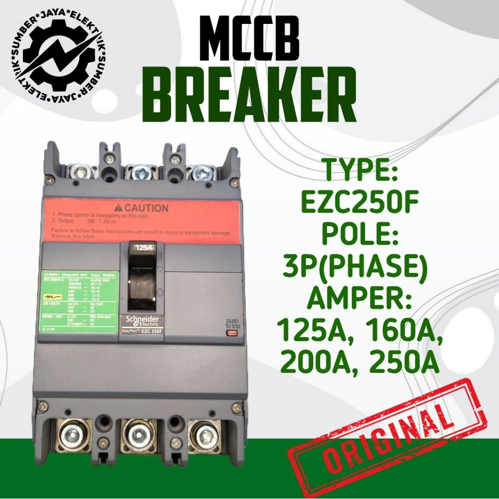 MCCB BREAKER EZC 250F 3P 125A, 160A, 200A, 250A SECOND ORIGINAL ...
