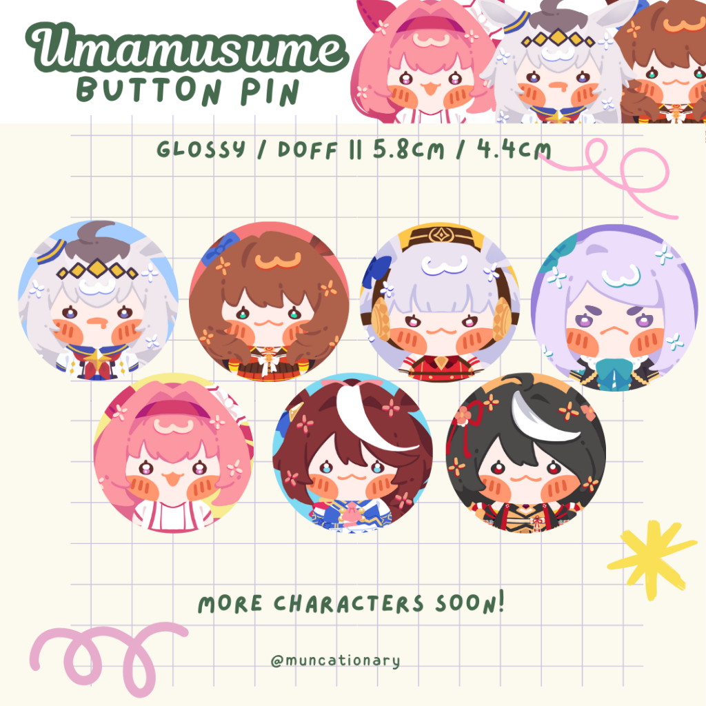 [Muncationary] Button Pin Doff and Glossy Ummamusume Goldship Haru ...