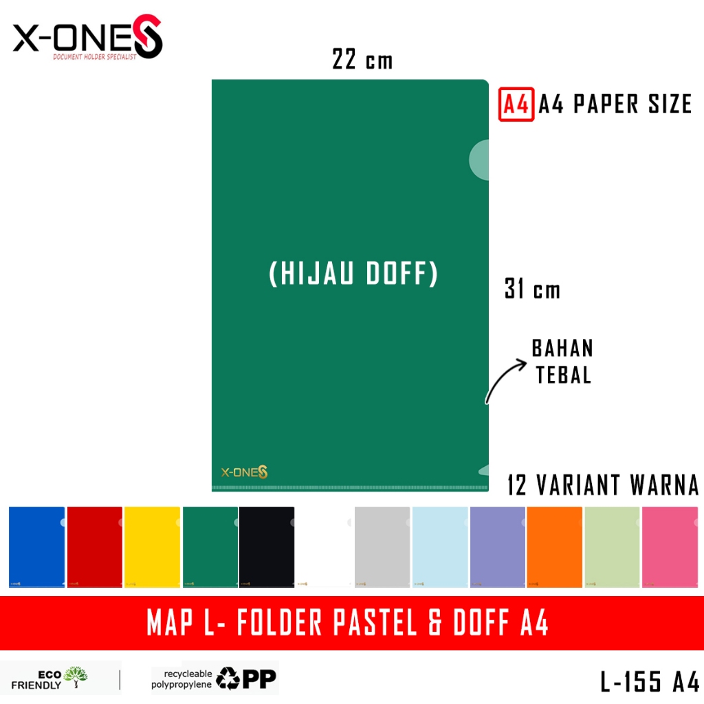 X-ONE MAP L PLASTIC PASTEL & DOFF FILE FOLDER SIZE A4 / L-155 A4 (ONE ...