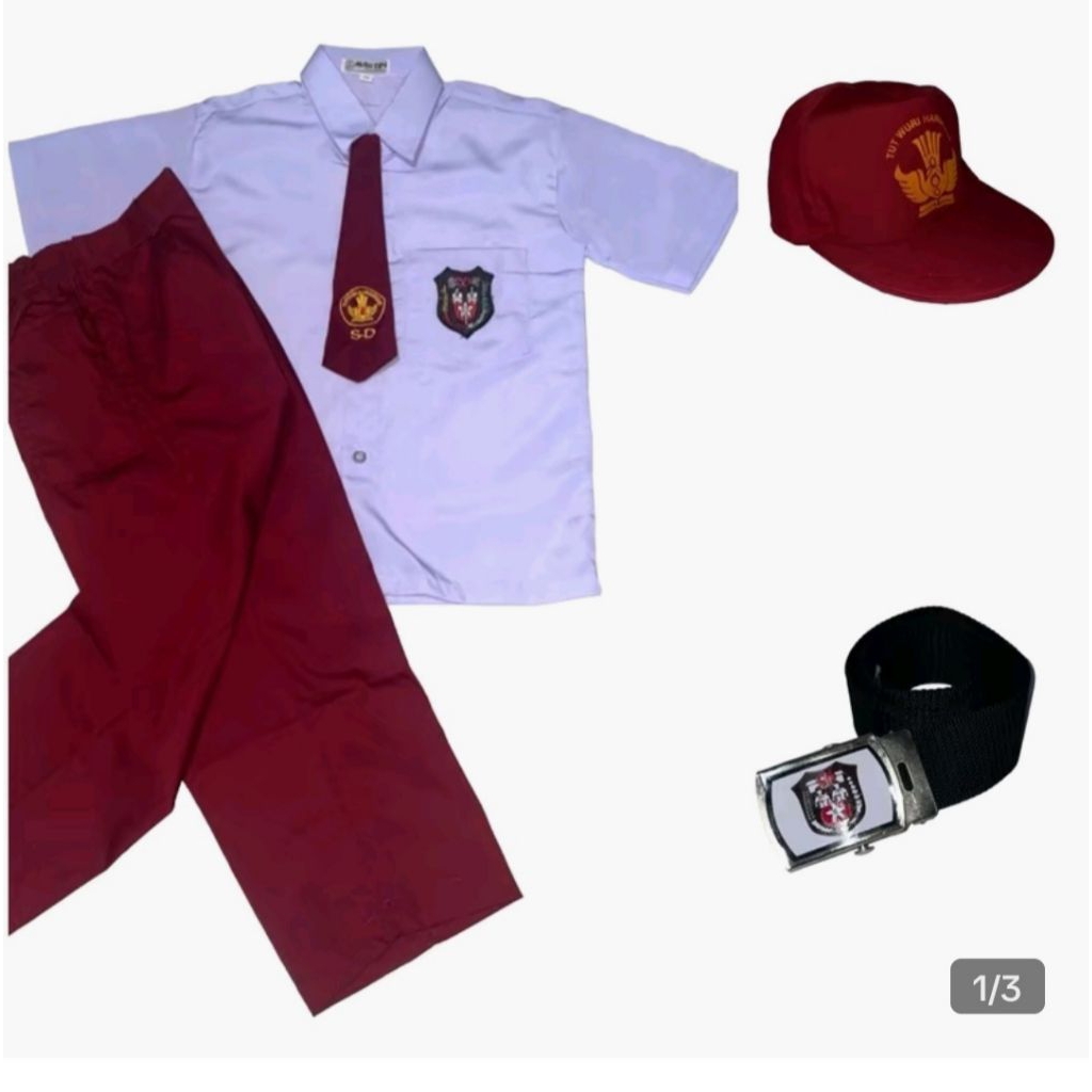 MERAH SUPER COMPLETE PRIMARY SCHOOL CLOTHES AND LONG RED PANTS PRIMARY ...