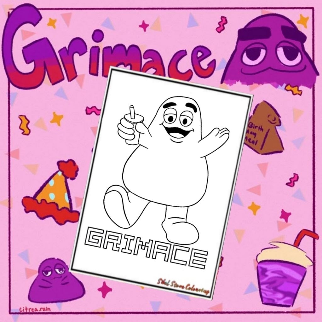 GRIMACE V2 THEME COLORING DRAWING PAPER CONTAINS 11 DIFFERENT IMAGE ...