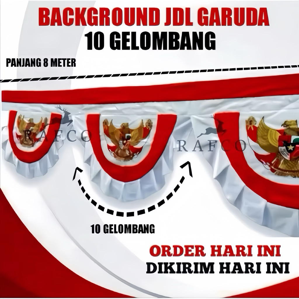MERAH Old School Garuda Red and White Background Flag 10 Waves (Large ...