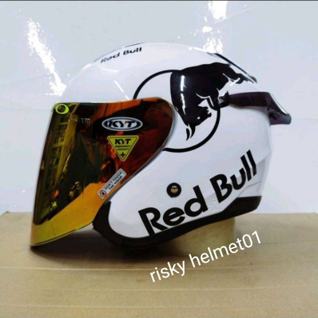 KYT Kyoto Half face Helmet Original Red Bull Handsome Package | Shopee ...