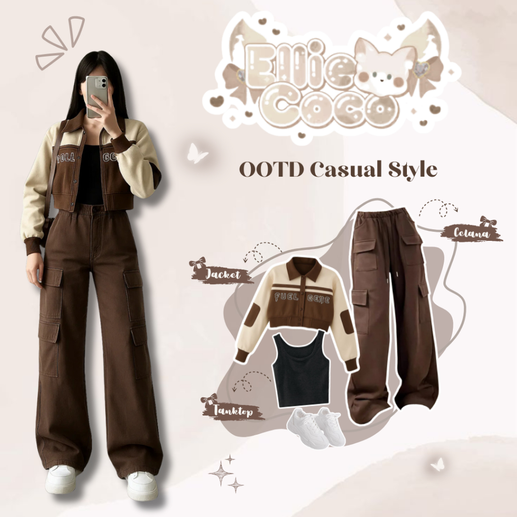 Oneset Outfit Healing 3in1 (Crop Jacket+Cargo Pants+Tanktop) Casual ...