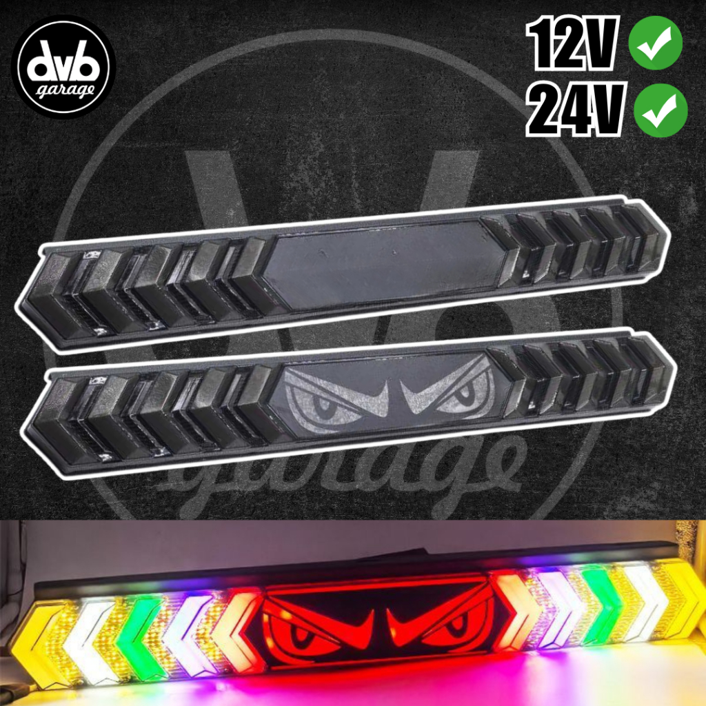 60 CM DEVIL LIGHTS 12-24V RGB REAR RUNNING SEIN BRAKE STOPLAMP FLASHING ...