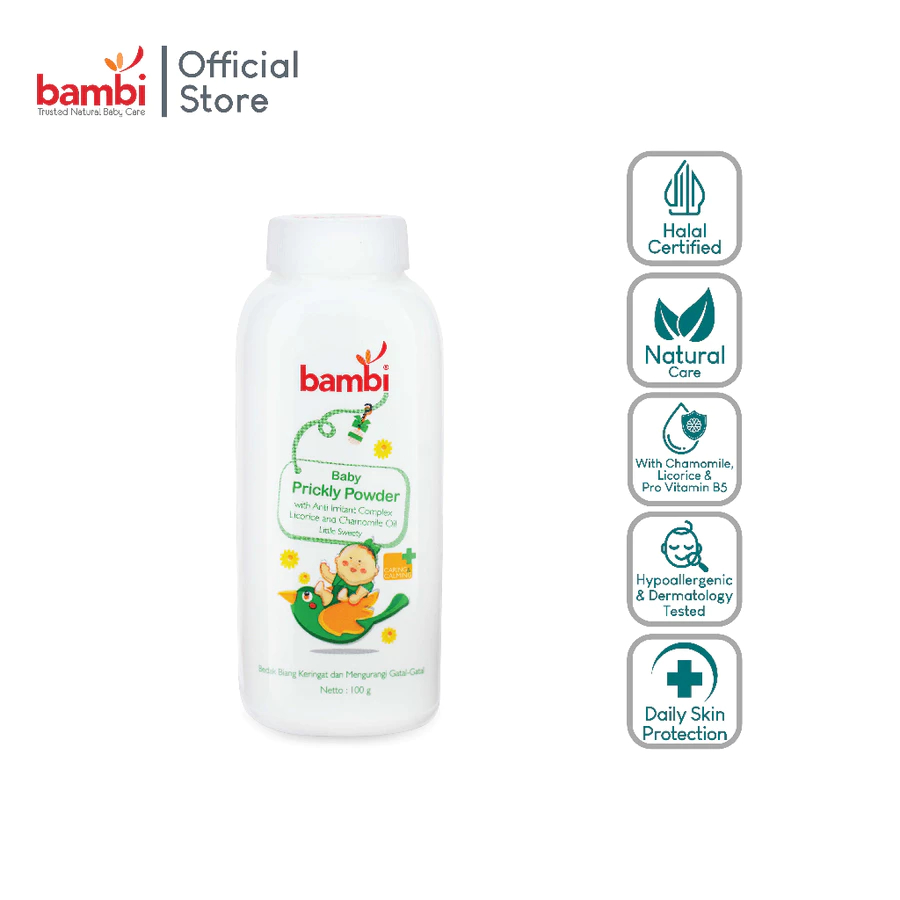 Bambi Baby Powder Prickly Heat 100gr / Powder for Itching and Rashes in ...
