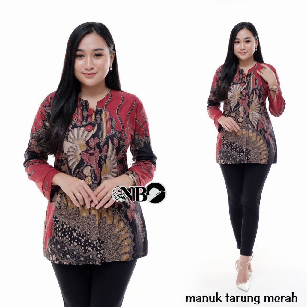 Opnasel Women's Batik Tops, Couple Batik Uniforms, Modern Batik, Office ...