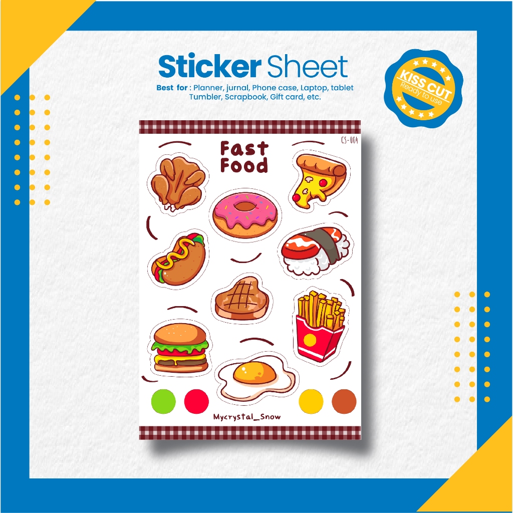 Cute Food Sticker/Fast Food Sticker Sheet [CS-004] | Shopee Philippines