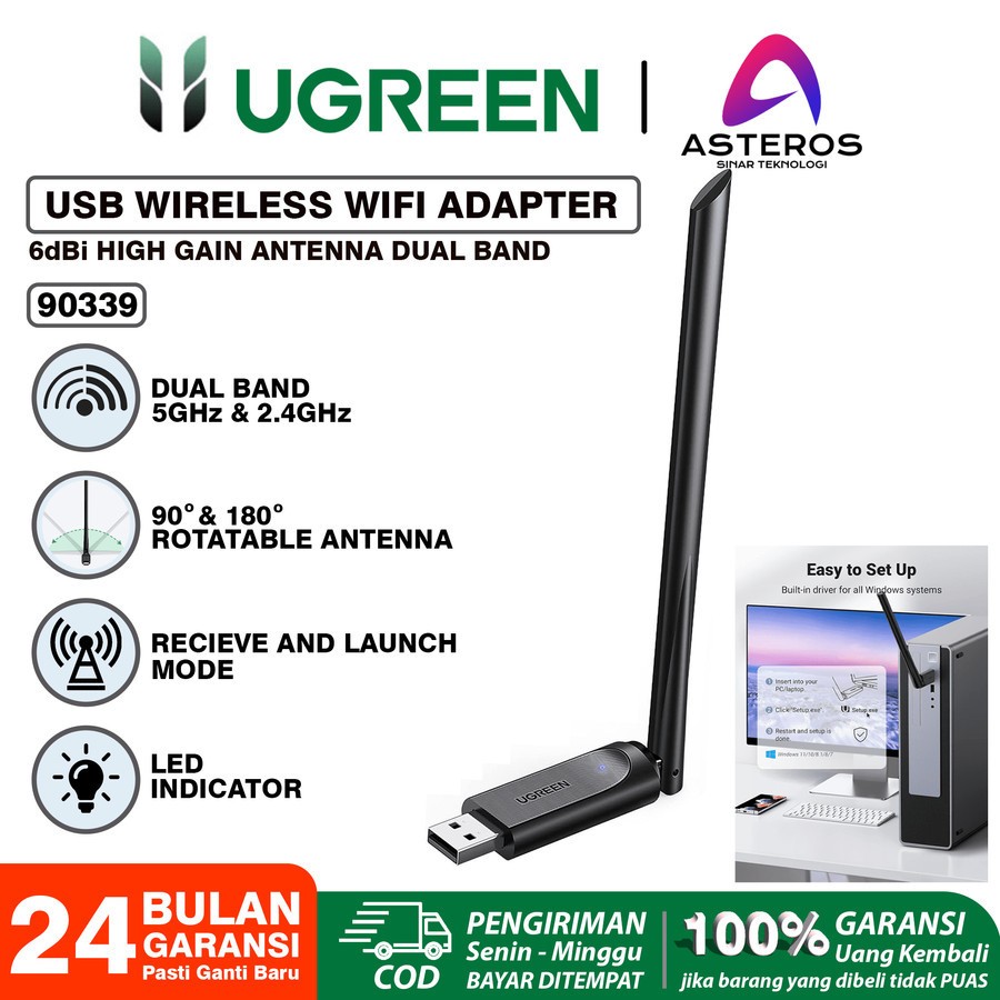 Dongle Wifi Ugreen Wireless Adapter 650Mbps 6dBi High Gain - Ugreen ...