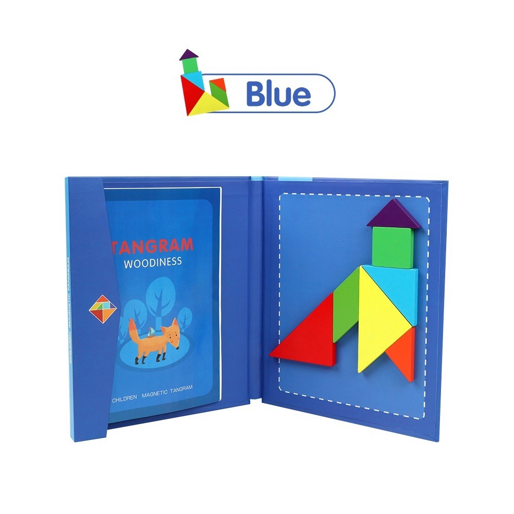 Book Tangram Puzzle Montessori Children's Educational Toy Magnetic ...
