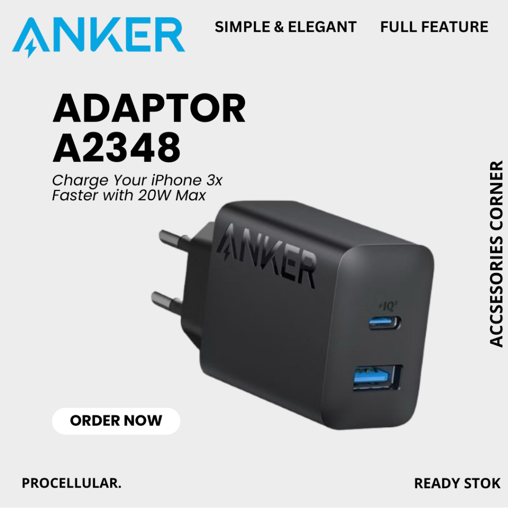 Anker PowerPort A2348 Wall Charger 20W PD Fast Charging Port Type C ...