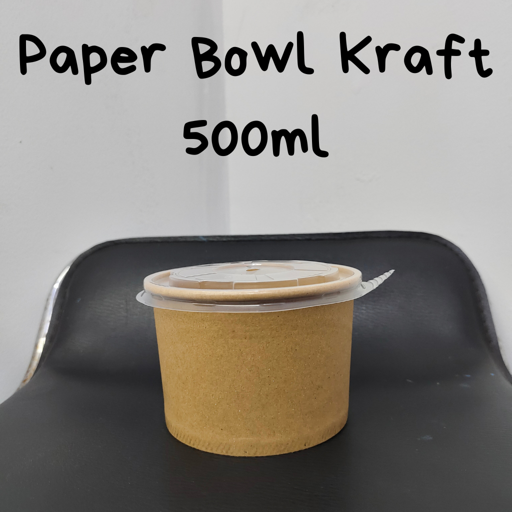 Laminated Brown Kraft Paper Bowl / Paper Bowl + Lid / Paper Rice Bowl ...