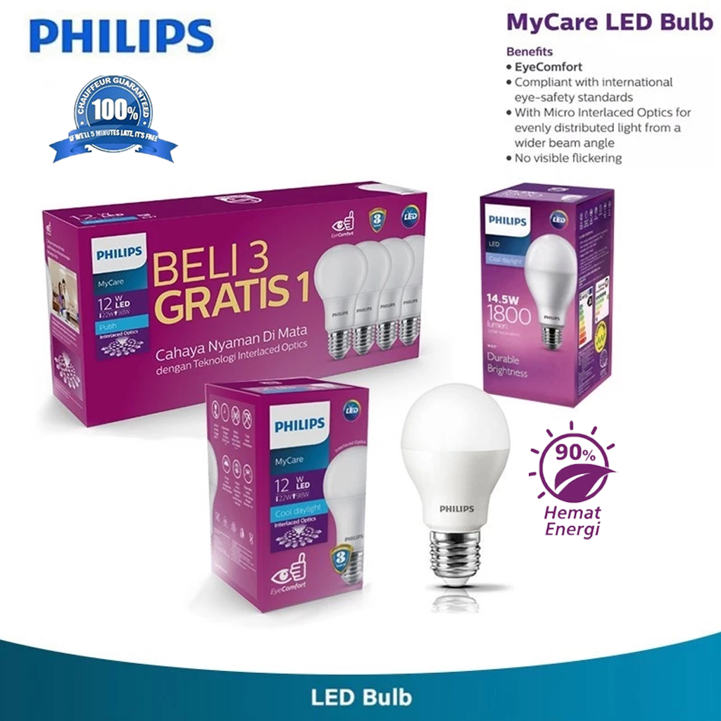 PUTIH Philips MultiPack MyCare 12W 14.5W/8W 10W 12W 4PCS 6500K White ...