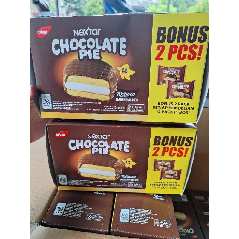 Nextar Chocolate Pie Richoco Marshmallow (1 box contains 12 pieces + 2 ...