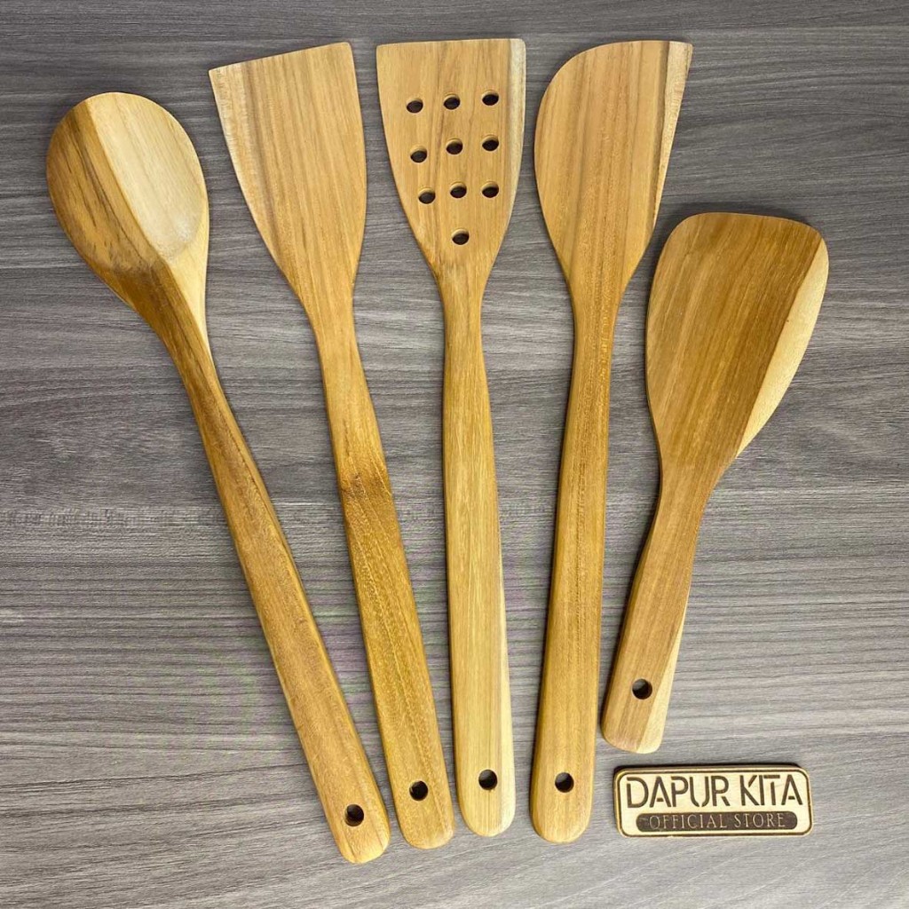 KAYU Spatula Set Contains 5pcs Premium Quality Teak Wood (JAPANESE ...