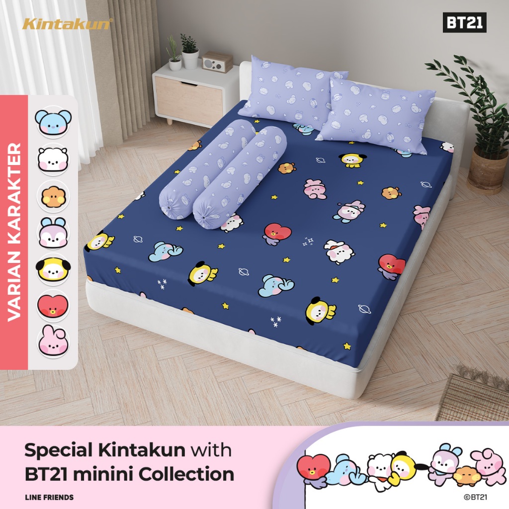 Kintakun BT21 minini Fitted Bed Sheet 160 x 200 Queen KOYA RJ SHOOKY ...