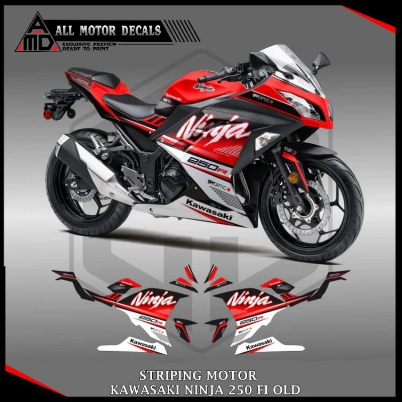 SEMIFULL NINJA 250 FI OLD STRIPING / KAWASAKI NINJA FI 250 OLD STICKER ...