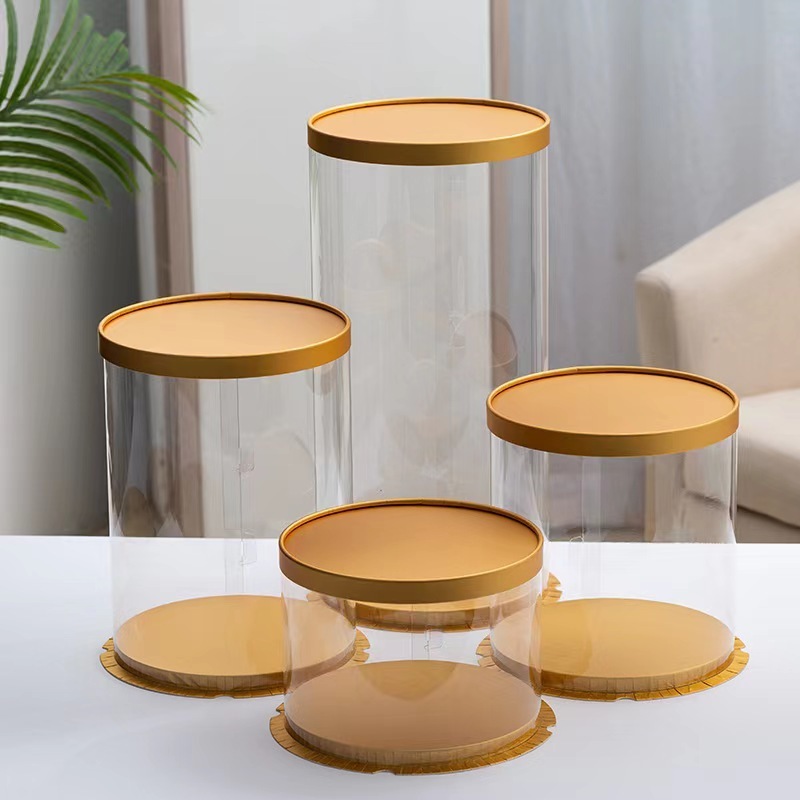[Golden Round Mica] Tube Mica Cake Box, Round Tart Box, Money Cake Box ...