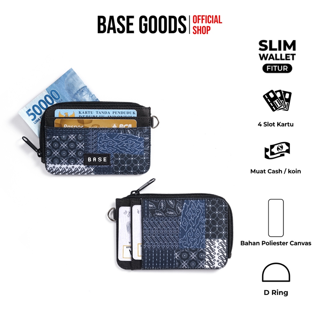 Base GOODS - Zipper Card Wallet Card Holder Hanging Wallet Motif for ...