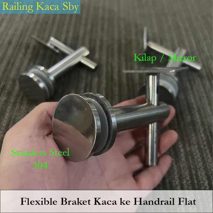 SIKU Flexible Glass Elbow Bracket To HANDRAIL Box/FLAT Glossy MIRROR ...
