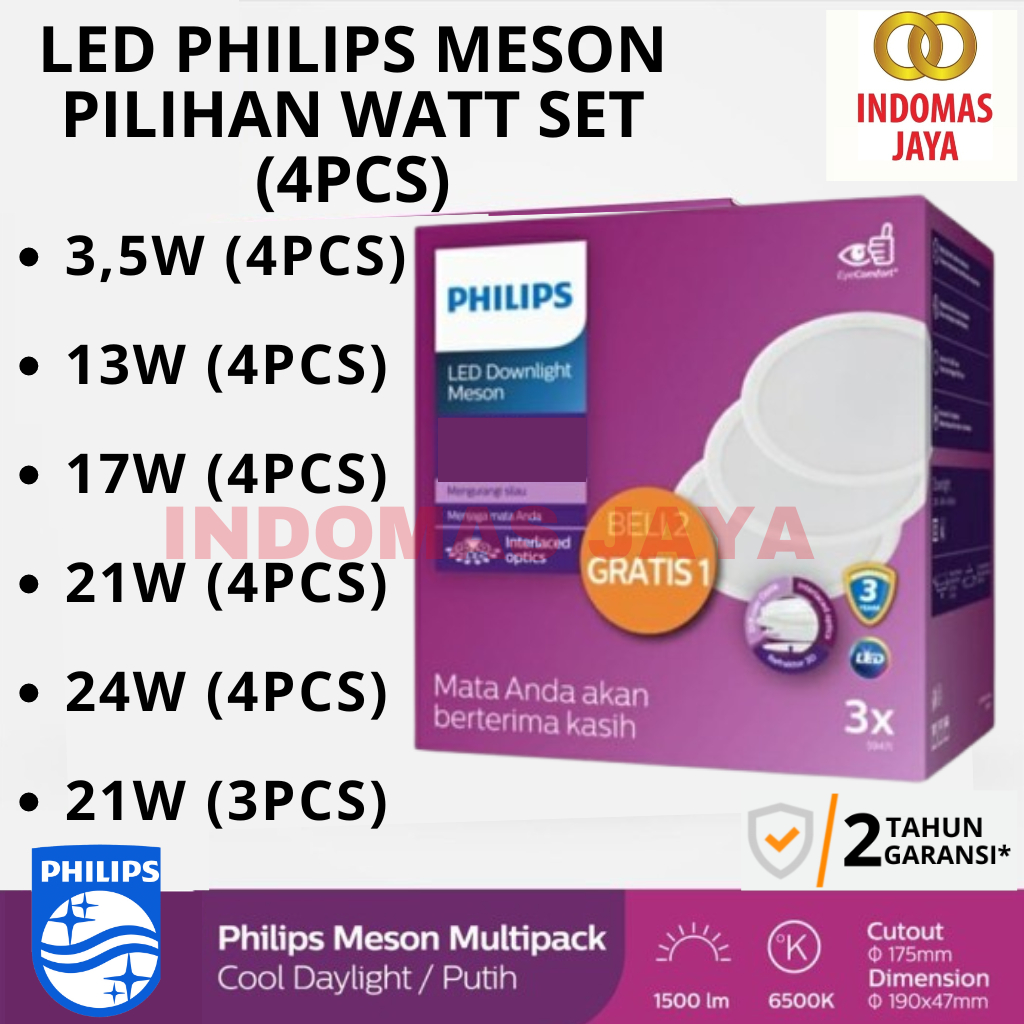 Philips Downlight MESON Pack 3.5w 9W 13W 17W 21Watt 24watt (Buy 3 Get 1 Free) | Shopee Philippines