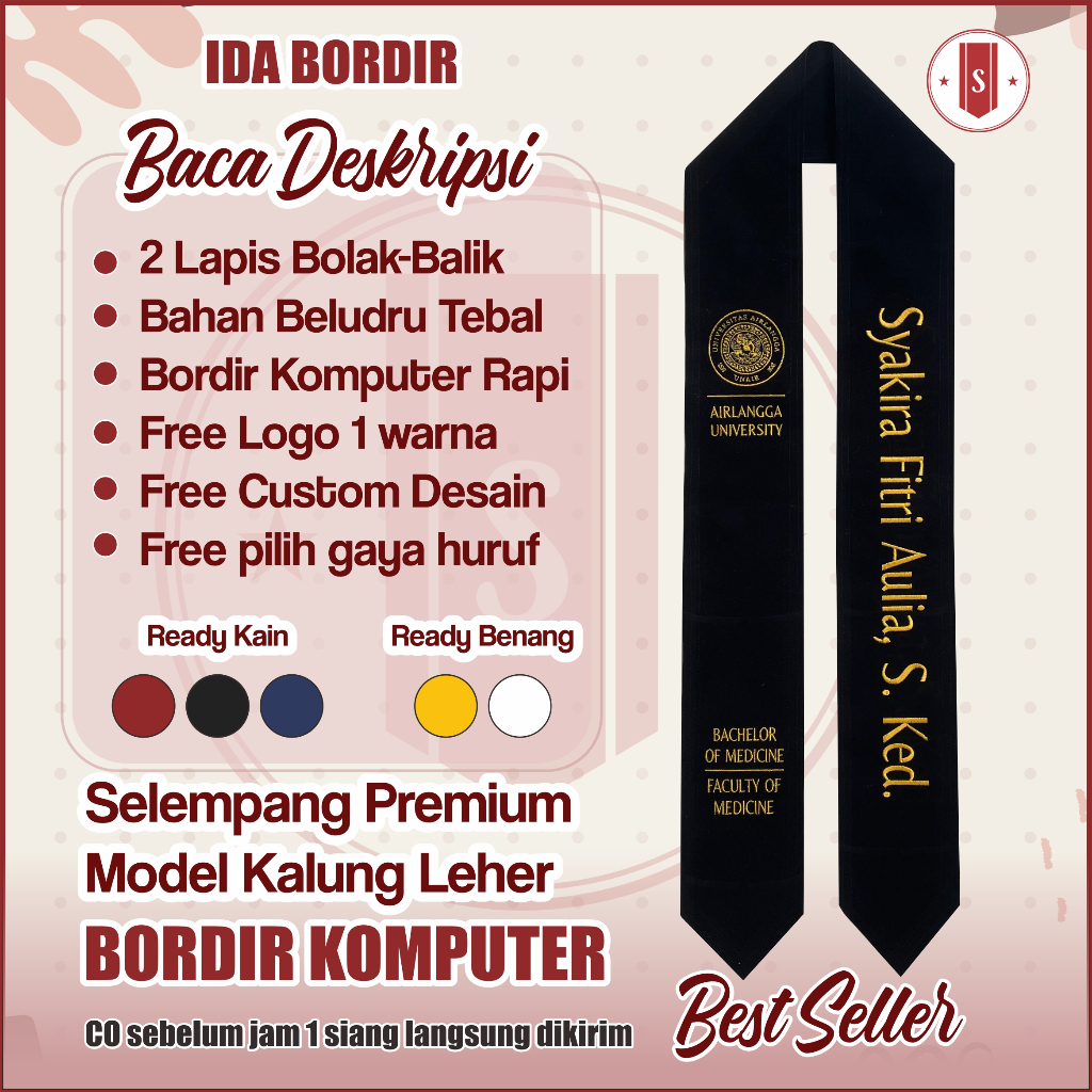 Graduation SAVE CUSTOM COMPUTER EMBROIDERED VELVET NECK NECKLACE ...