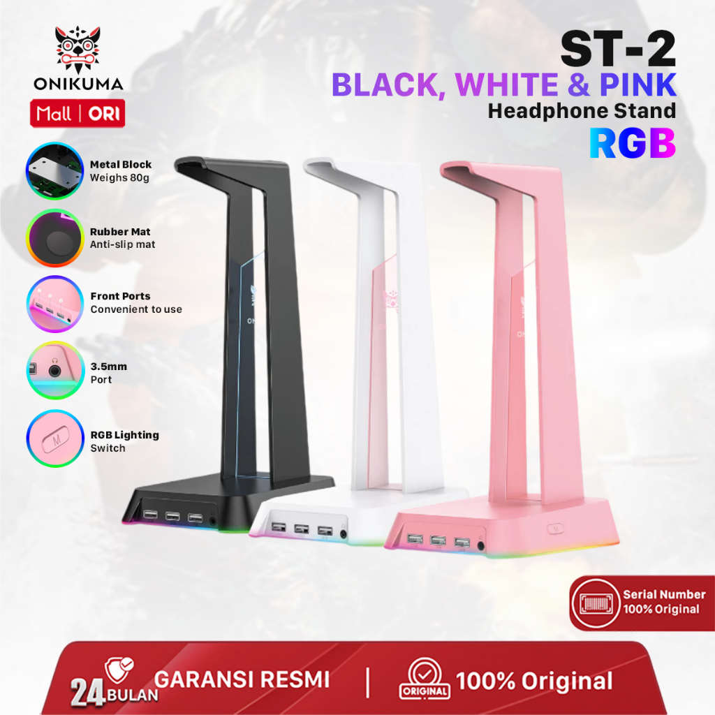 Onikuma ST-2 Stand RGB Gaming Headphone Stand Computer Luminous Desktop ...