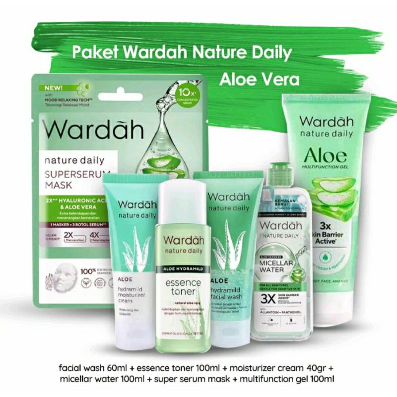Wardah Nature Daily Aloe Hydramild Facial Wash 60ml 100ml Multifunction ...
