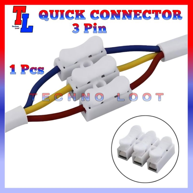Quick Connector Terminal Lock 3 Pin Cable Clamp Connection | Shopee ...
