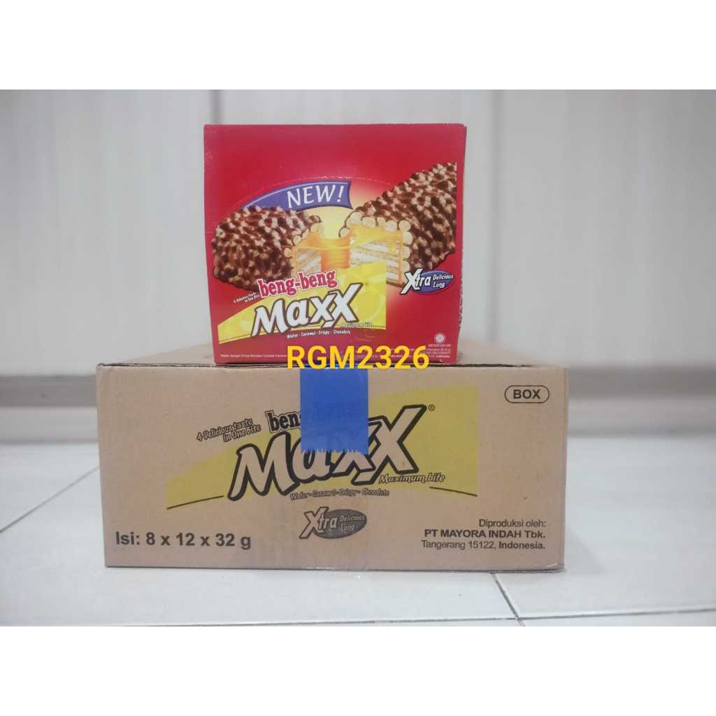 Beng-beng Maxx Chocolate Wafer - 1 Carton Contains 8 Boxes (12Pcs @32gr ...