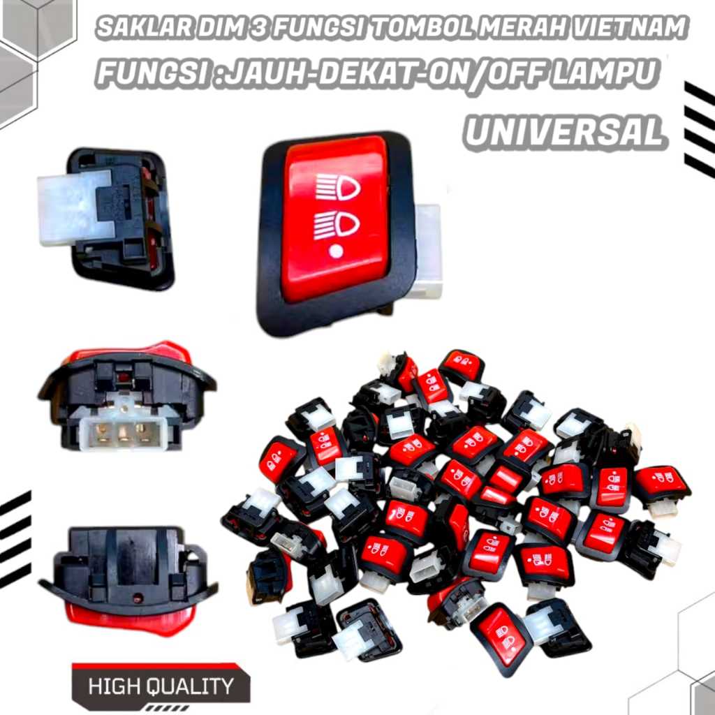 MERAH TOMBOL Dim On Off Switch pass beam Light dimmer Switch Red Button ...