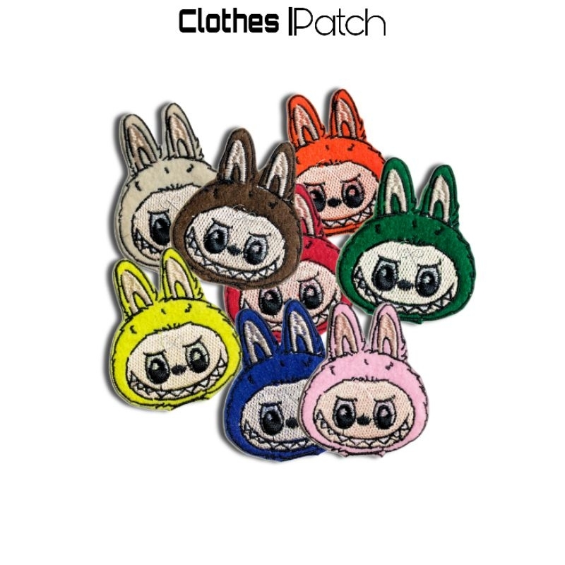 Clothed Patch - Cute Premium Labubu Head Character Motif Embroidered ...