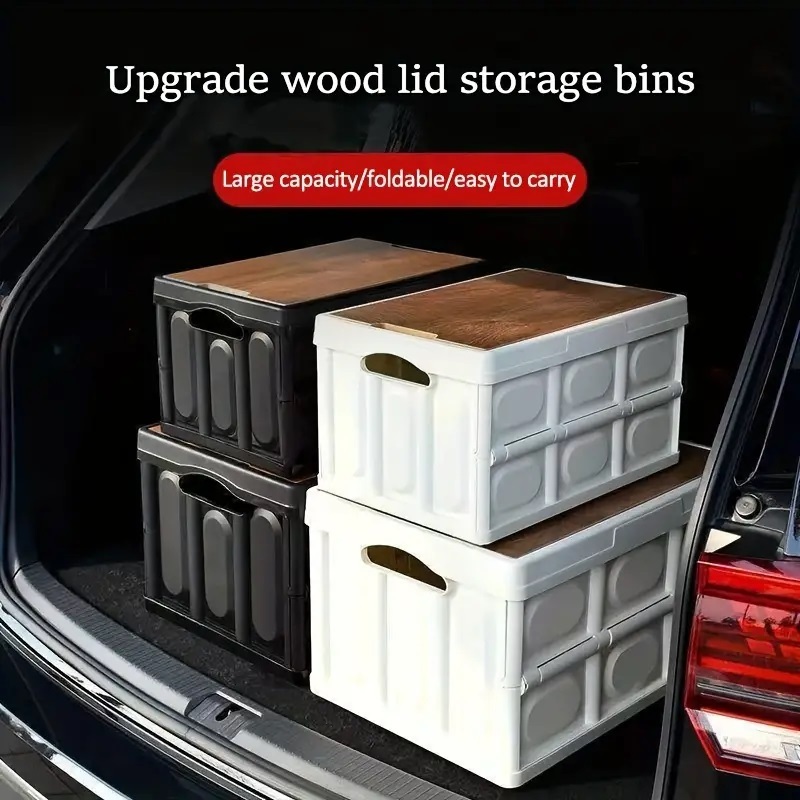 POM Car Trunk Folding Storage Box 56L Jumbo Large Car Wooden Wood ...