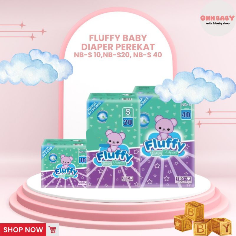 Fluffy Baby Diapers Adhesive Baby Diapers NB-S 10, NB-S 20, NB-S 40 New ...
