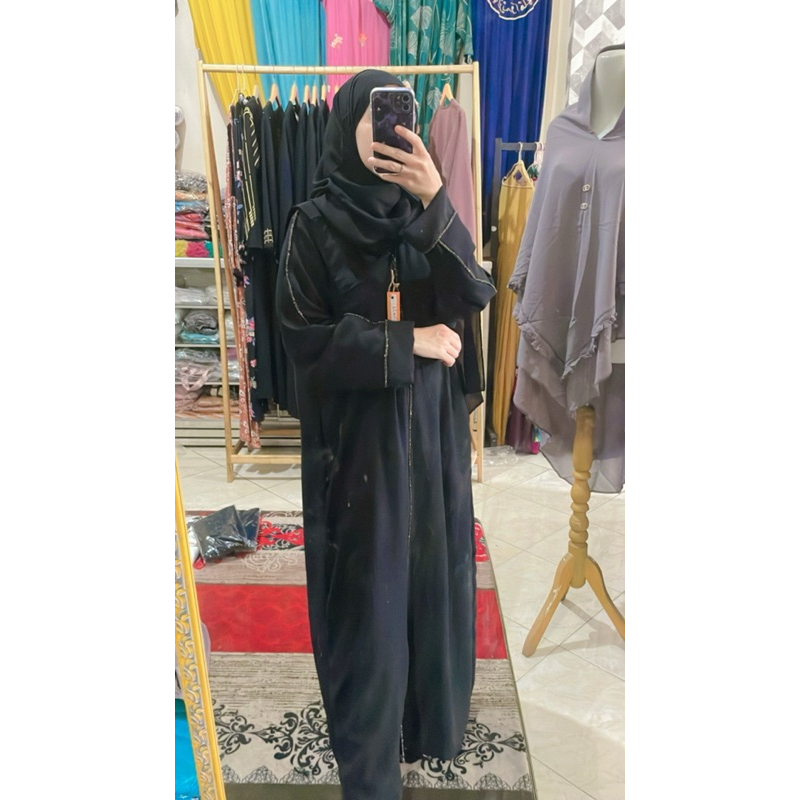 HITAM Saudi crinkle abaya / saudi abaya / simple saudi abaya / black ...