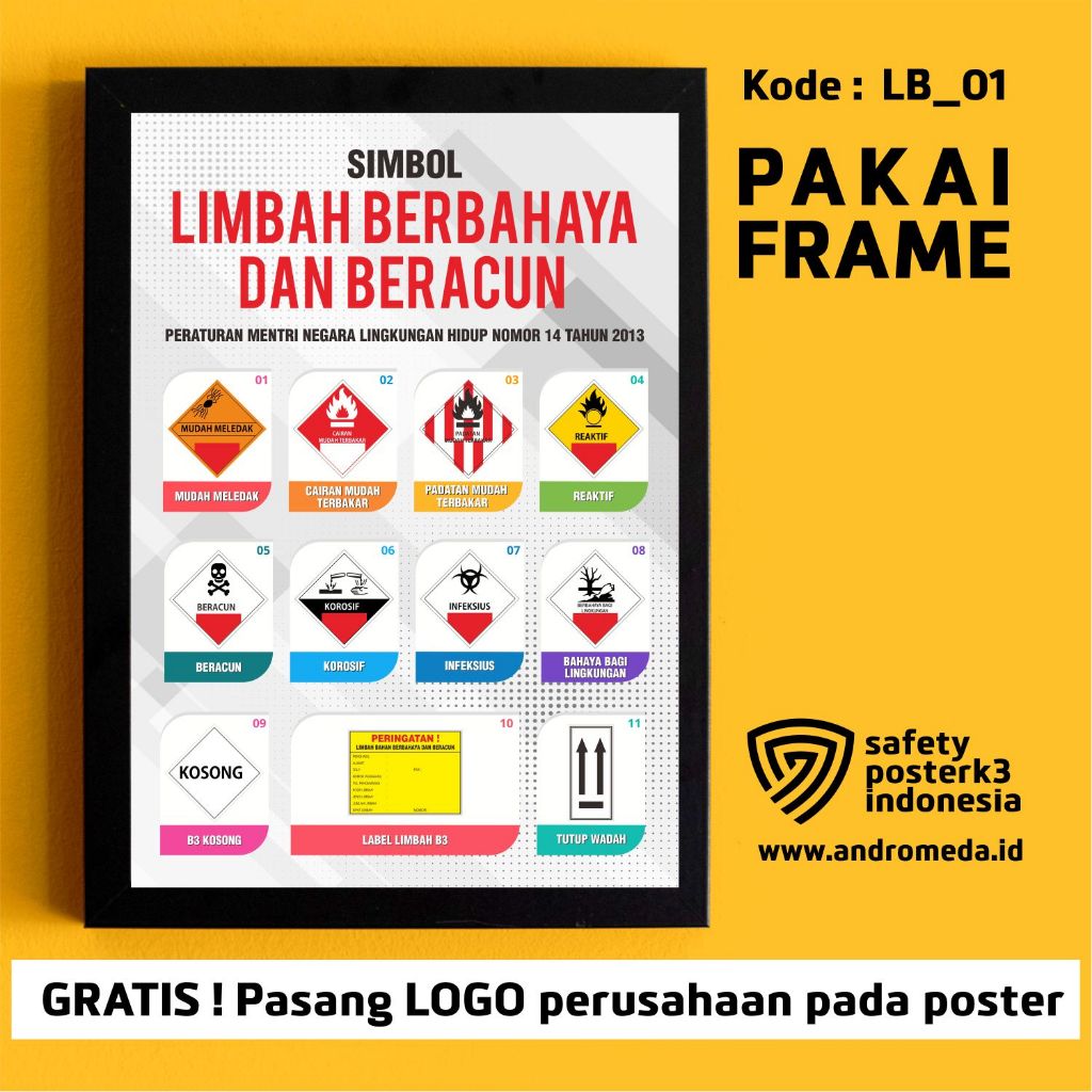 Safety Poster K3: Dangerous and Toxic Waste + Frame | Shopee Philippines
