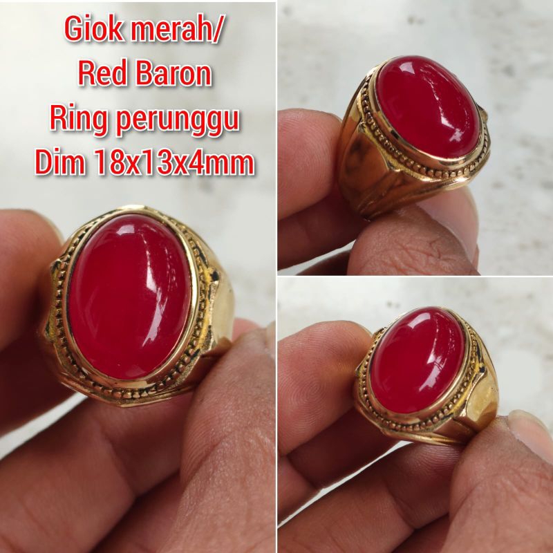 MERAH Men's RING RED BARON FIBER IN RED JADE DOVE RING | Shopee Philippines