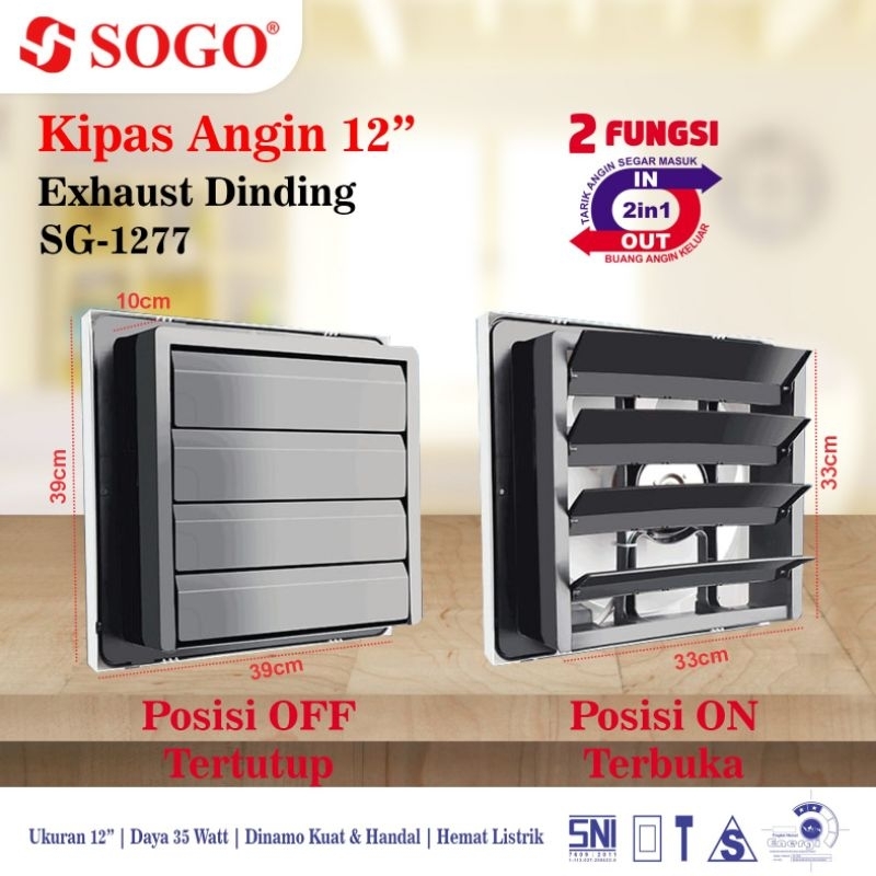 SOGO EXHAUST FAN WALL 12 inch SG-1277/SOGO EXHAUST FAN CEILING 10 inch ...
