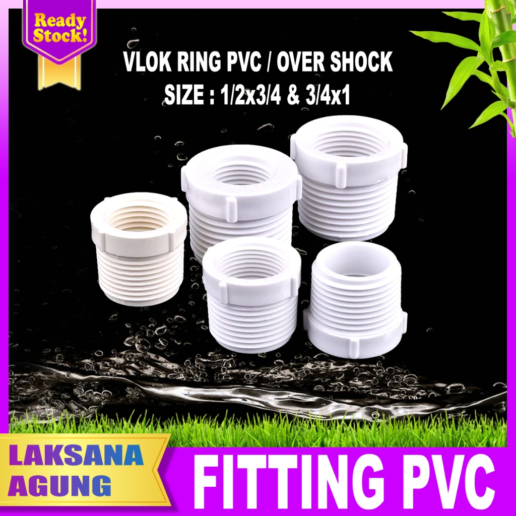 Pvc Vlok Sok inner thread outer thread 1/2x3/4" inch > Bushing > Over ...
