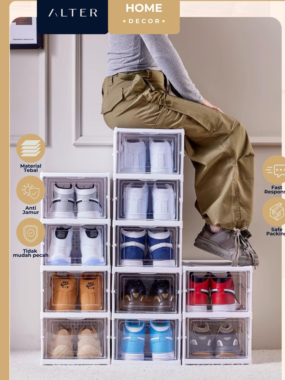 DISASSEMBLY SHOE RACK / All In One Folding Shoe Box / Transparent Shoe ...