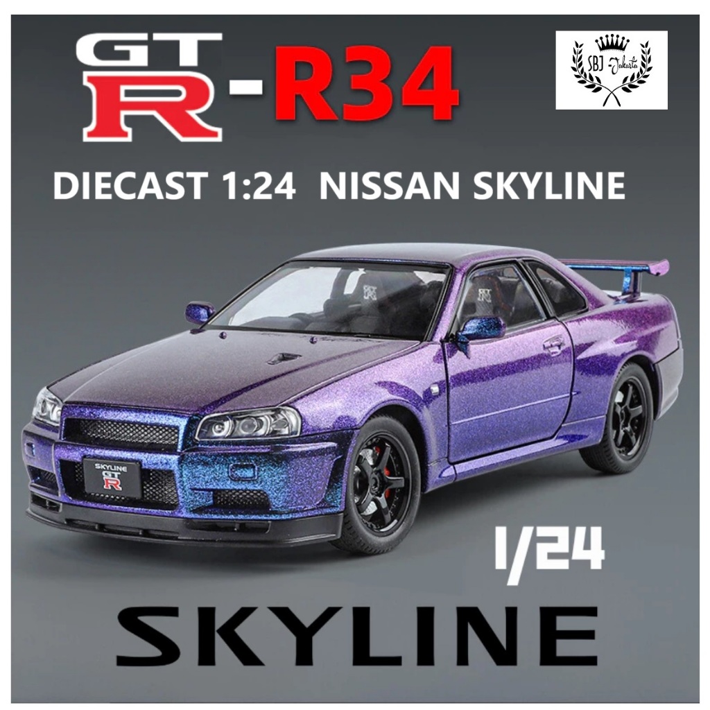 Diecast Car NISSAN GTR SKYLINE GTR R34 CLASSIC SERIES 1:24 SCALE large ...