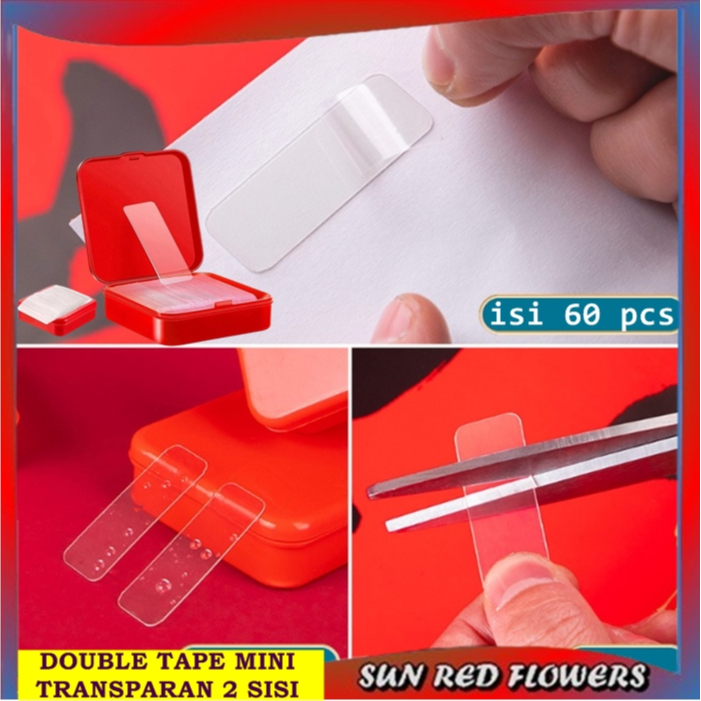 DOUBLE TAPE MINI CONTENTS 60PCS TRANSPARENT BOX 2 SIDES / MINI NANO ...