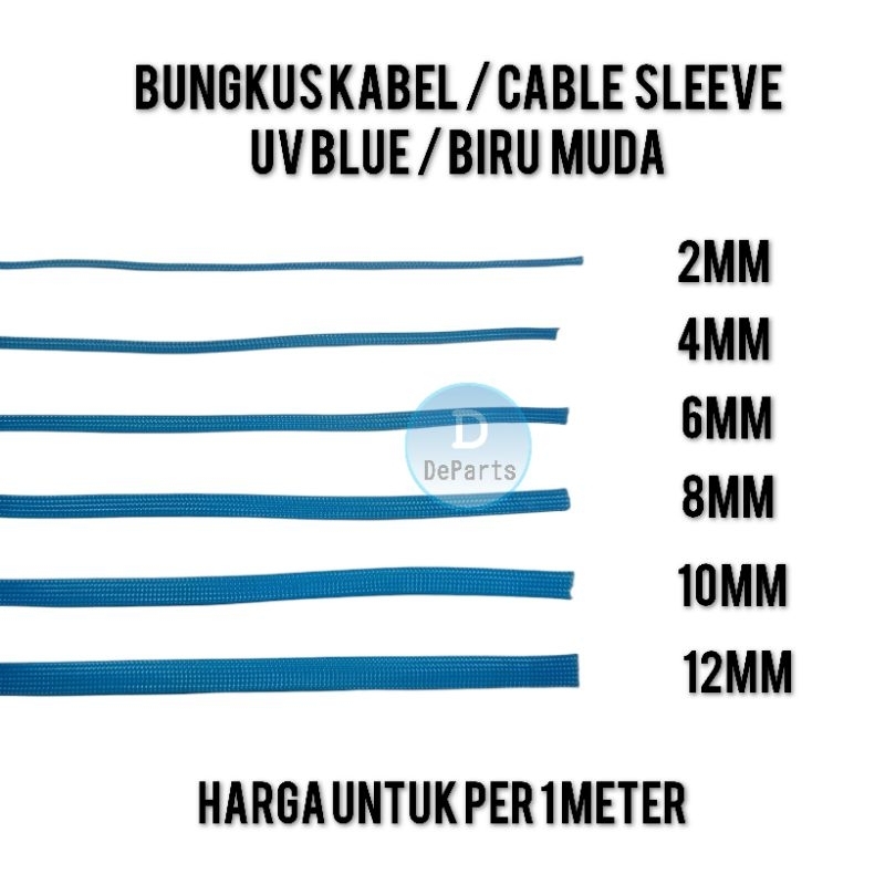 [Per 1 Meter] Braided Cable Sleeve - Sleeving Cable Wrap - Lightbiru ...